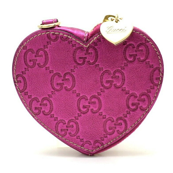 Gucci | Bags | Gucci Guccisima Leather Coin Case Heart Coin Metallic ...